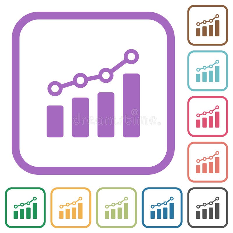 Bar Graph with Circles and Lines Simple Icons Stock Illustration ...
