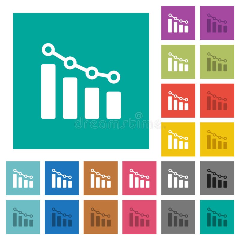 Bar Graph with Circles and Lines Square Flat Multi Colored Icons Stock ...