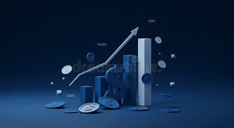 Bar Graph Composed of Rectangular Prisms and a Large Dollar Symbol Set ...