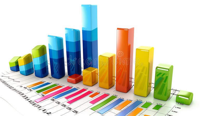 Bar Graph 3d on White Background, Finance Business Stock Illustration ...