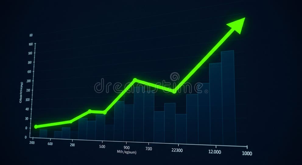 A Bar Graph with a Dark Background Depicts Data Progression Over Time ...