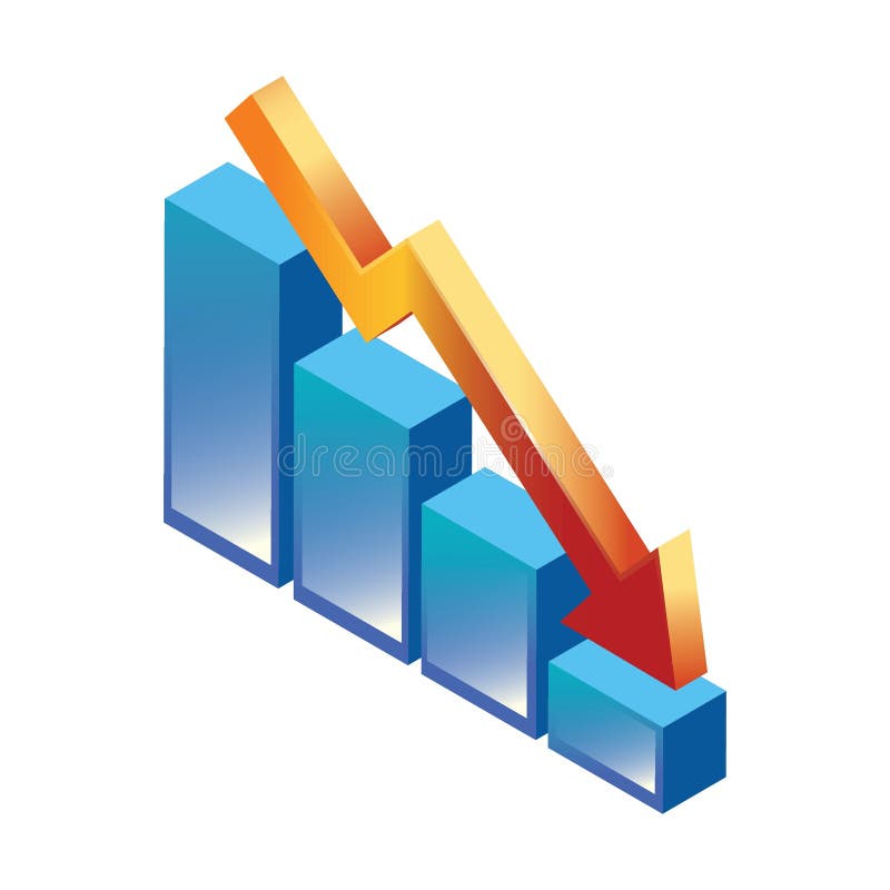 Bar Graph with Declining Concept. Vector Illustration Decorative Design Stock Vector ...