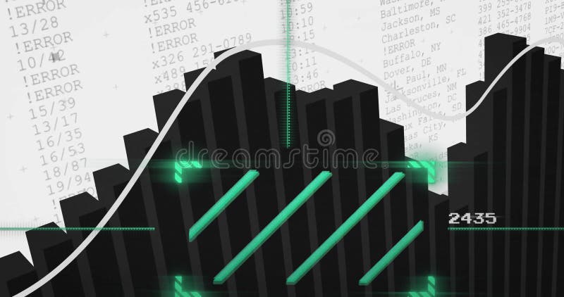 Bar Graph and Error Messages with Data Processing Animation Stock Video ...