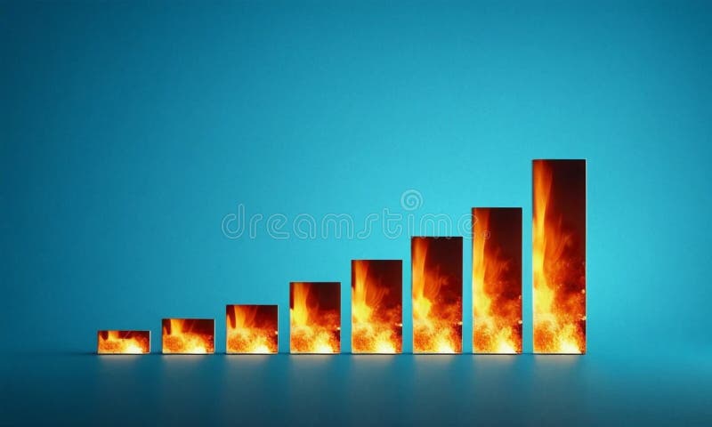 Bar graph with fire stock illustration. Illustration of fire - 317396071