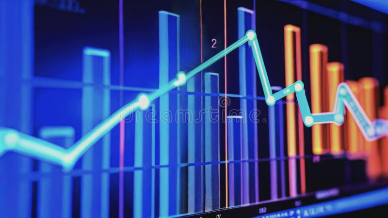 A Bar Graph with Five Increasing Bars Connected by a Dotted Line and an ...