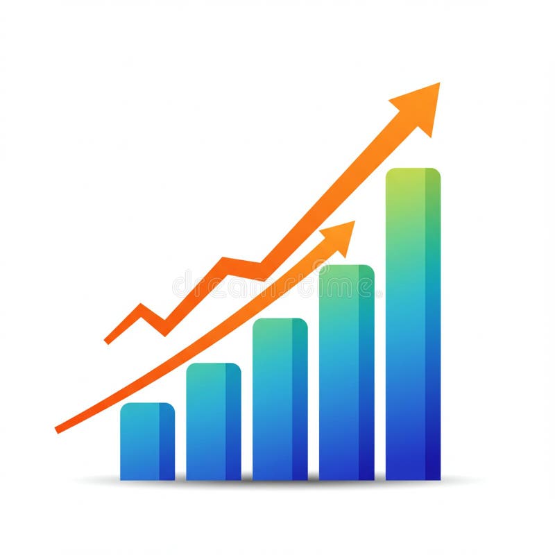 Bar Graph with Four Vertical Columns in Gradient Blue and Green ...