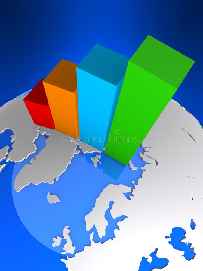 Bar Graph and Globe stock illustration. Illustration of measure - 2835745