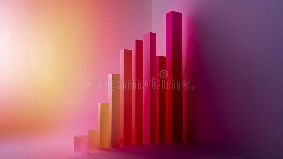 A Bar Graph Growing Upwards, a 3D Render of a White Background Stock ...