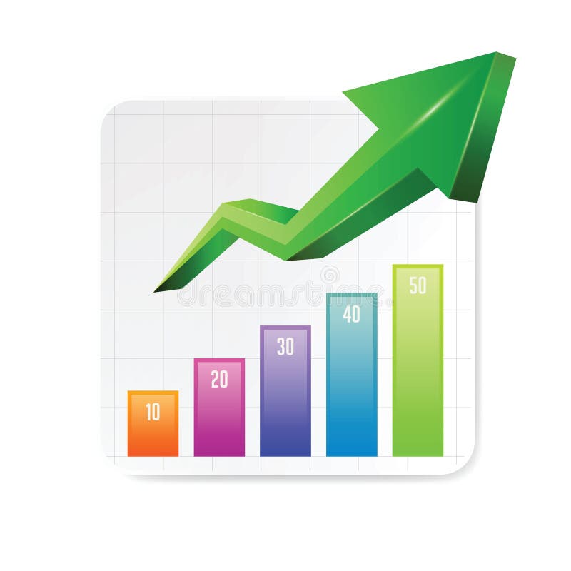 Bar Graph with Growth Concept. Vector Illustration Decorative Design ...