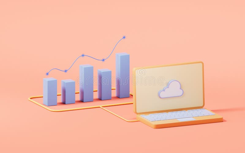Bar Graph with Growth Trend, 3d Rendering Stock Illustration ...