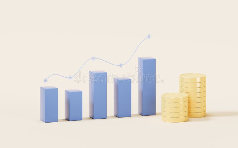 Bar Graph with Growth Trend, 3d Rendering Stock Illustration ...