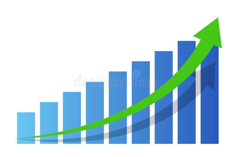 Bar Graph Growth and Up Arrow Stock Vector - Illustration of bank ...