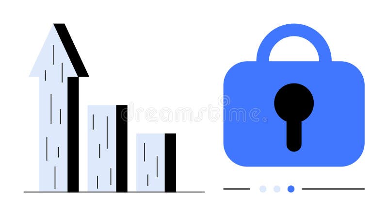 Business Growth and Security Concept with Bar Graph and Padlock Stock ...