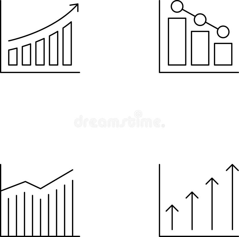 Bar Graph Line Icons Set. Graph, Line, Bar, Chart, Diagram, Report ...