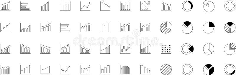 Bar Graph Line Icons Set. Graph, Line, Bar, Chart, Diagram, Report ...