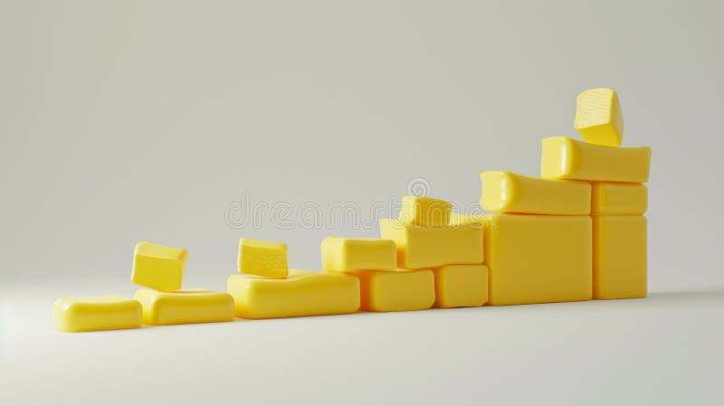 Minimalist Yellow Background Growth Chart Blocks Stock Photos - Free ...