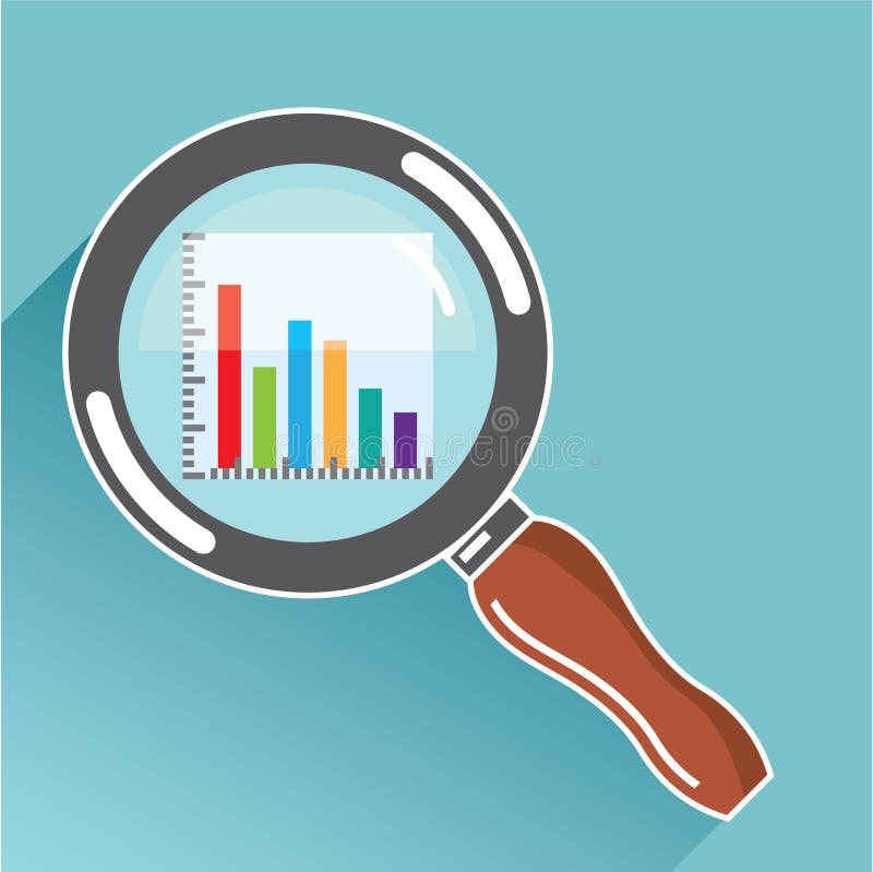 Bar Graph in Magnifying Glass Vector Stock Vector - Illustration of ...