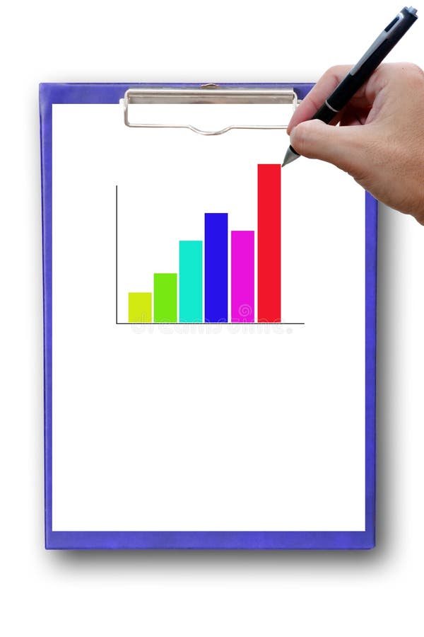 Bar Graph on Paper with Hand. Stock Photo - Image of progress ...