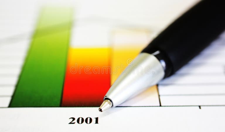 Bar graph with pen stock image. Image of detail, finance - 5673053