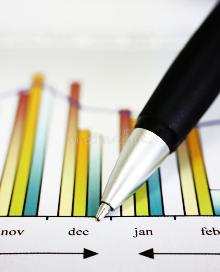 Bar graph with pen stock image. Image of ballpoint, finance - 5673077