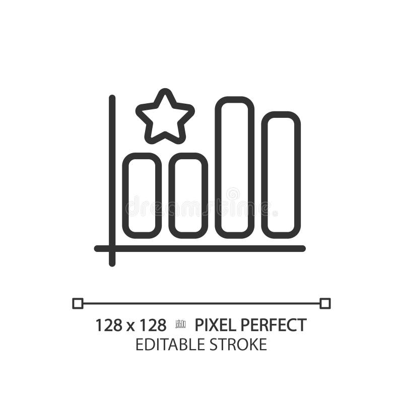 Bar Graph Pixel Perfect Linear Icon Stock Illustration - Illustration ...