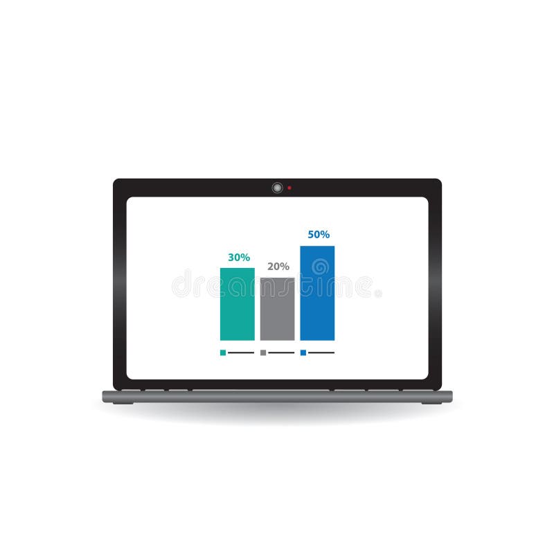 Bar Graph Presentation on Laptop. Vector Illustration Decorative ...