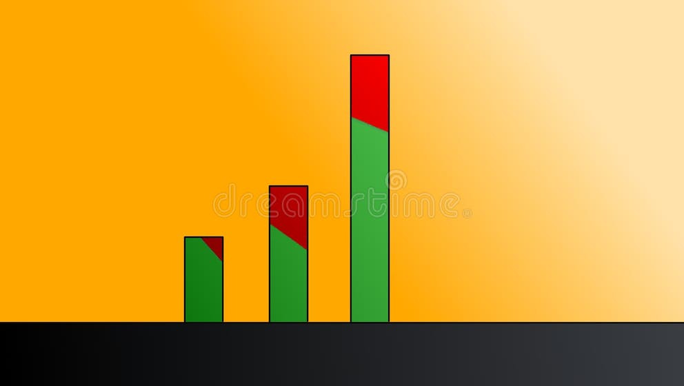Bar Graph with red areas stock illustration. Illustration of success ...