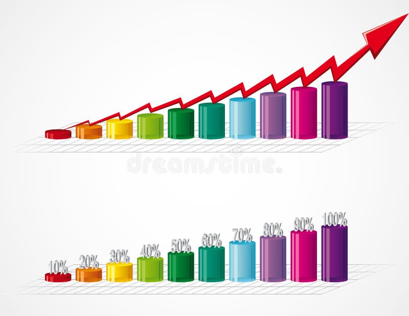 Bar Graph with Rising Arrow Stock Vector - Illustration of performance ...