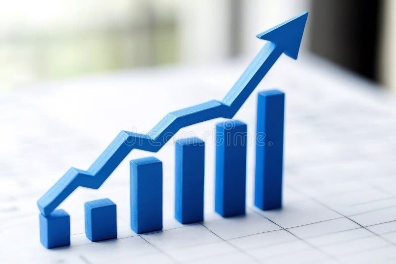 Bar Graph Rising Upward, an Arrow Pointing Upward with Glowing Lines ...