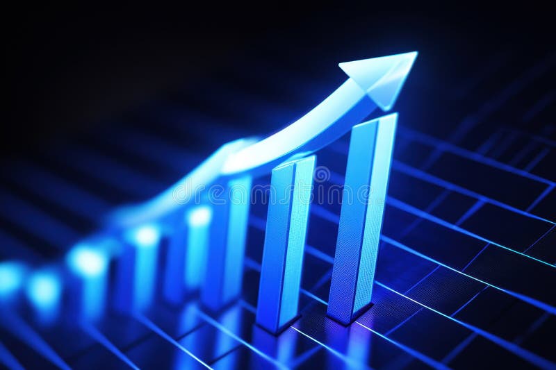 Bar Graph Rising Upward, an Arrow Pointing Upward with Glowing Lines ...