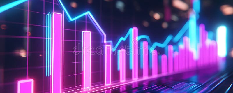 Bar Graph Showing Exponential Growth, Futuristic Neon Lights Stock ...
