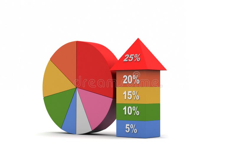 Bar Graph Showing Growth with Pie Chart Stock Illustration ...