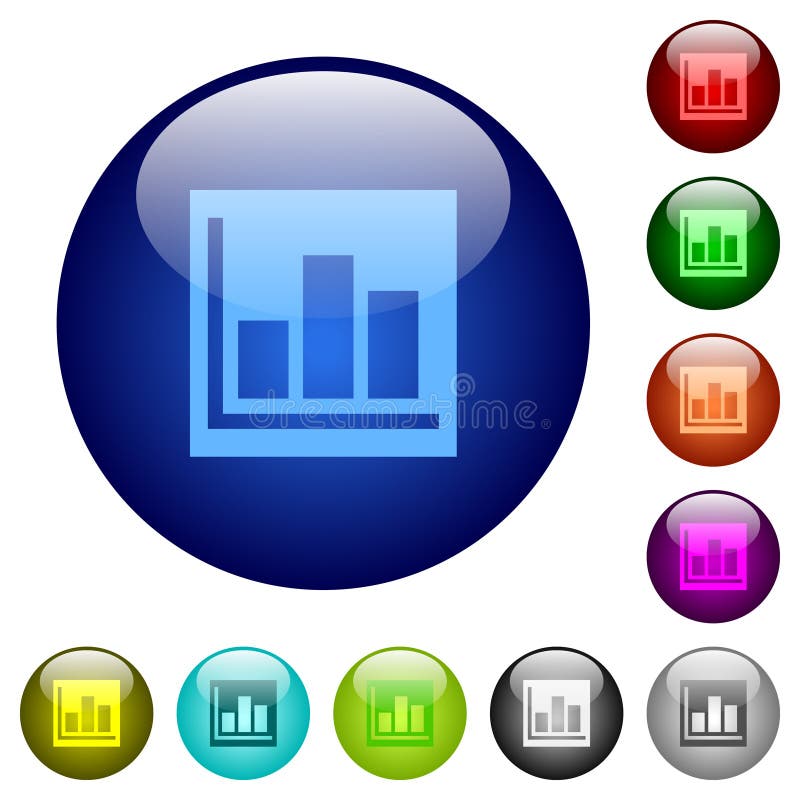 Bar Graph Statistics Solid Color Glass Buttons Stock Vector ...