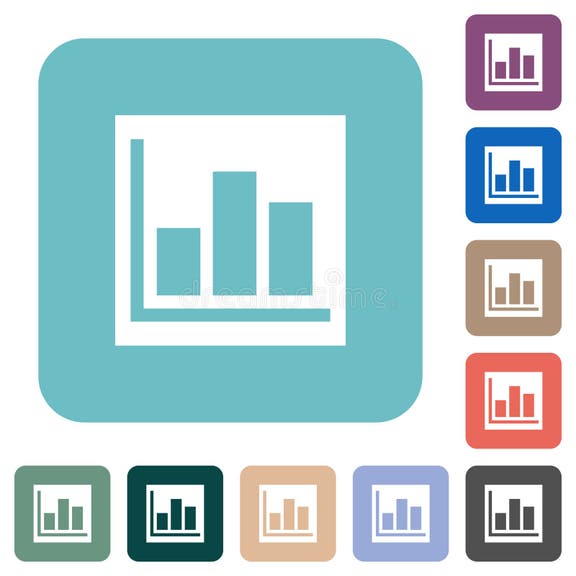 Bar Graph Statistics Solid Rounded Square Flat Icons Stock Vector ...
