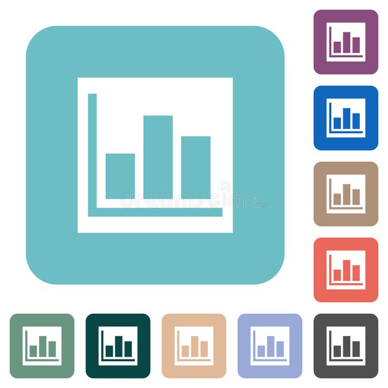 Bar Graph Statistics Solid Rounded Square Flat Icons Stock Vector - Illustration of graphic ...