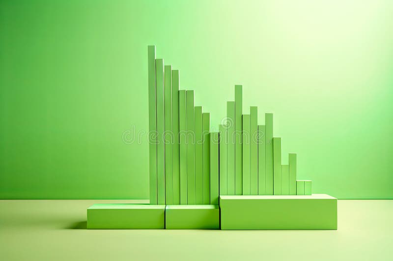 Bar Graph Strategy Concept on Green Pastel Background Stock Photo ...