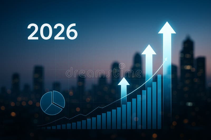 2026 Financial Growth Curve Over City Skyline Stock Illustration ...
