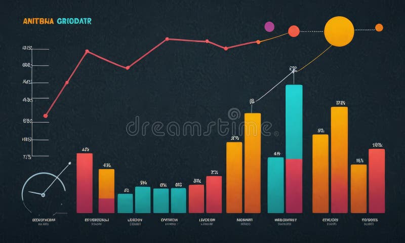 Bar Graph with Various Colored Bars and Line Graph with Red Line and ...