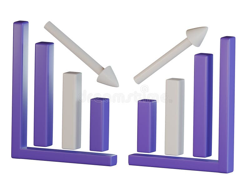 Bar Graphs with Arrows Indicating Growth and Decline in Financial ...