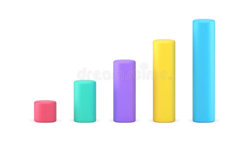 Bar Graphs Chart 3d Icon. Multicolored Vertical Bars Representating ...