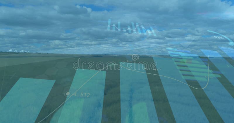 Bar Graphs and Data Analytics Animation Over Expansive Green Landscape ...