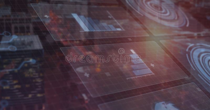 Bar Graphs And Data Processing Animation Over Abstract Digital Background Stock Video Video Of