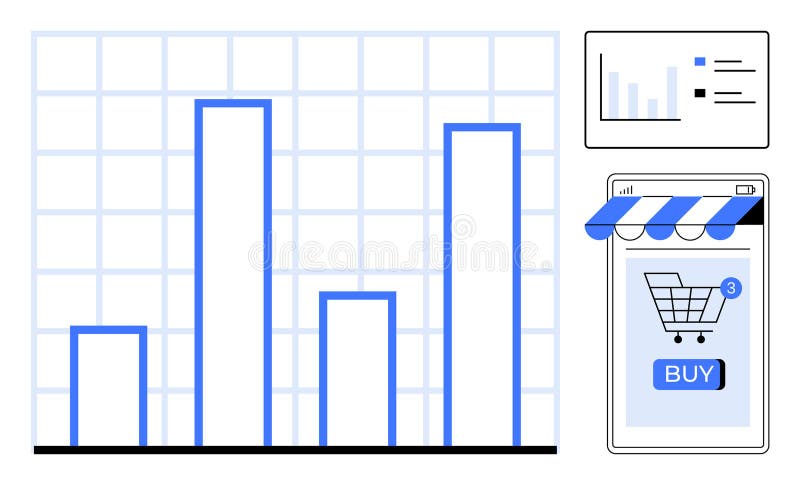E-commerce Growth Analysis with Bar Graphs and Online Shopping Cart ...