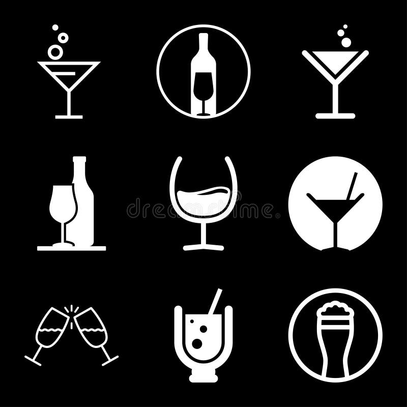 Bar Icon. Icons of Bar Drinks Stock Illustration - Illustration of ...