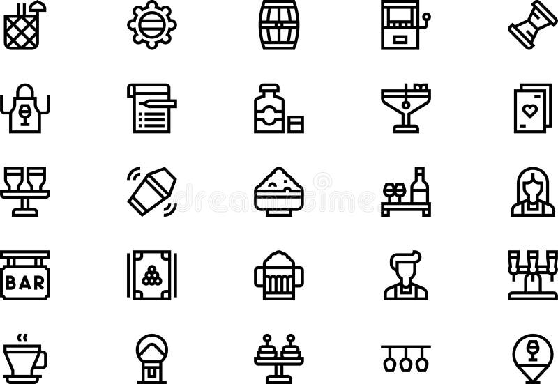 Bar Icons Collection is a Vector Illustration with Editable Stroke ...