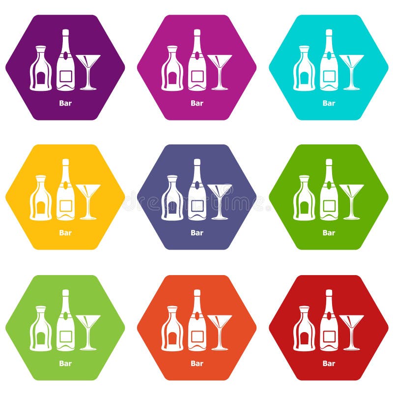 Bar icons set 9 vector stock vector. Illustration of bottle - 118336605