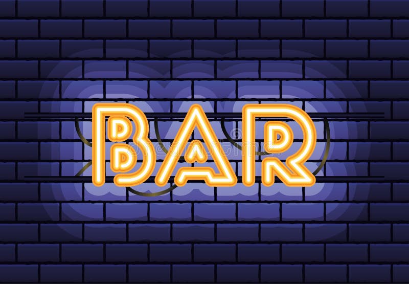 Bar Lettering in Neon Font with Bricks Stock Vector - Illustration of ...