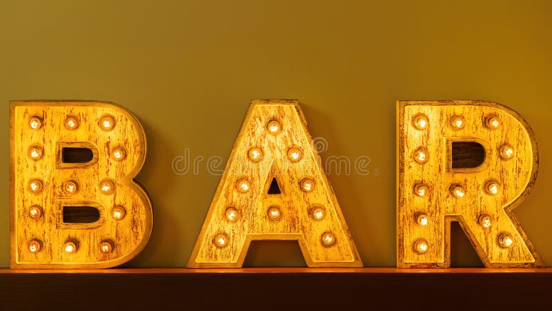 Bar Letters Neon Sign for Cafes and Restaurants Stock Photo - Image of ...