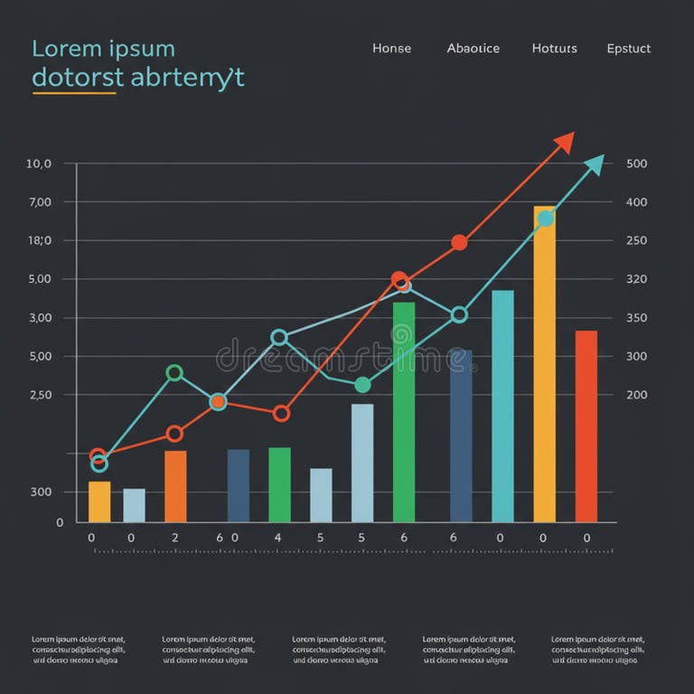 Bar and Line Graph with a Dark Background Displaying Data Progression ...