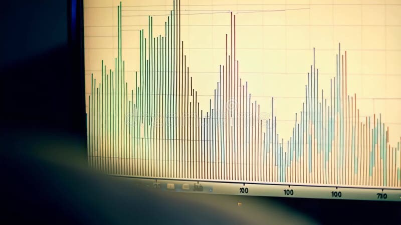 Bar and Line Graph with Fluctuating Data on Computer Screen Stock ...
